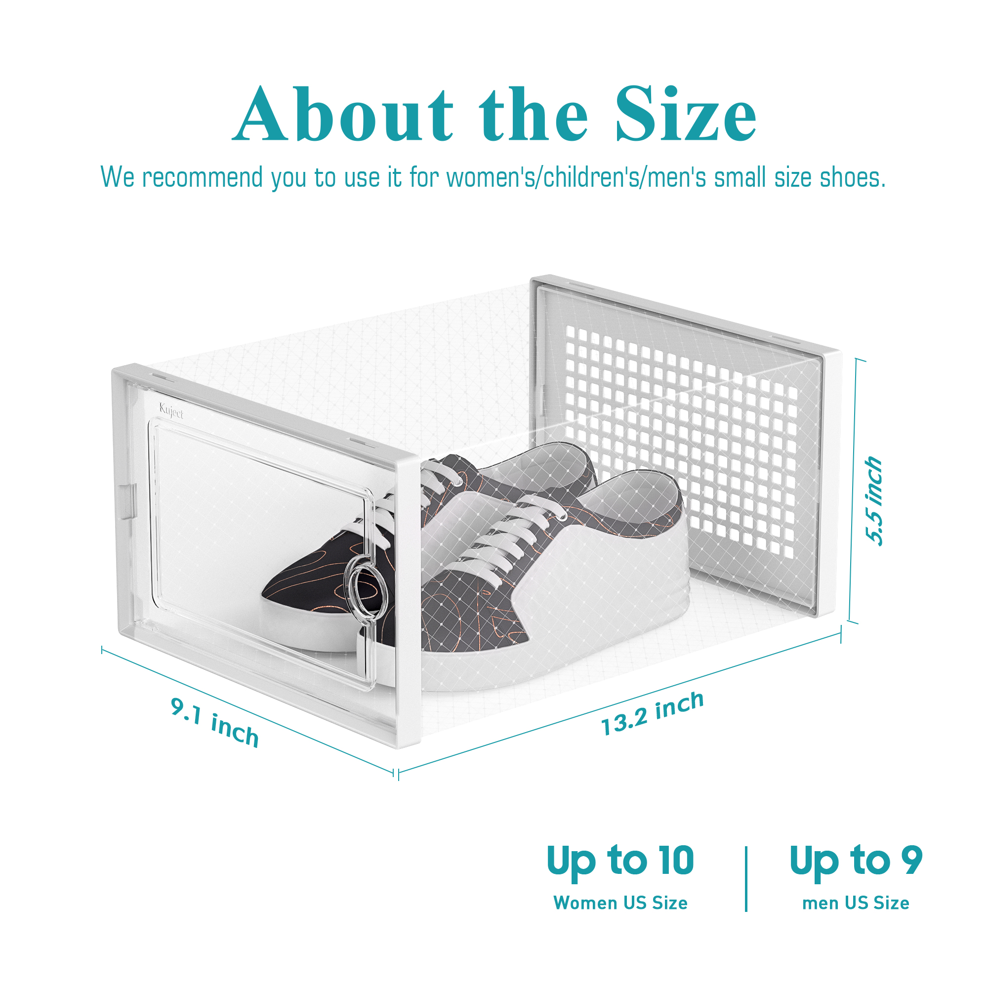 Kuject Clear Plastic Stackable Shoe Storage Boxes for Closet White ...